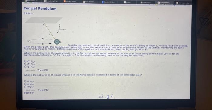 Solved Conical Pendulum Pointsis Given the proper pust, this | Chegg.com
