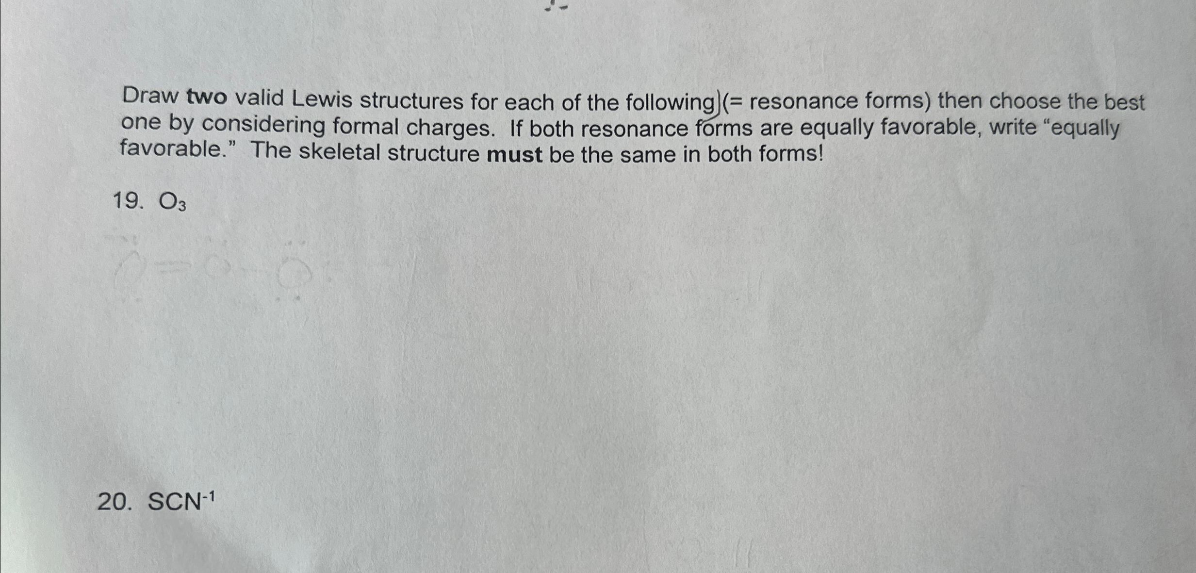 Solved Draw two valid Lewis structures for each of the | Chegg.com