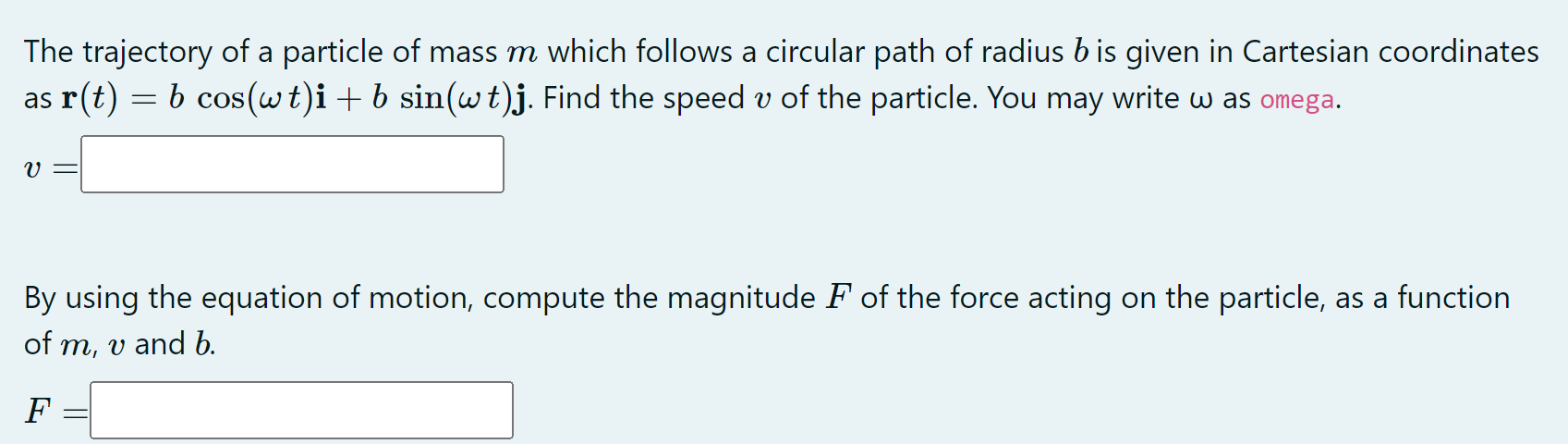 Solved The trajectory of a particle of mass m ﻿which follows | Chegg.com
