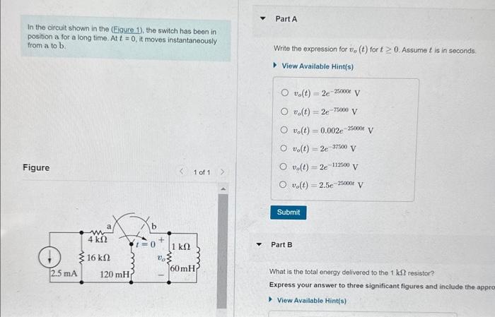 Solved In the circuit shown in the (Eigure 1), the switch | Chegg.com