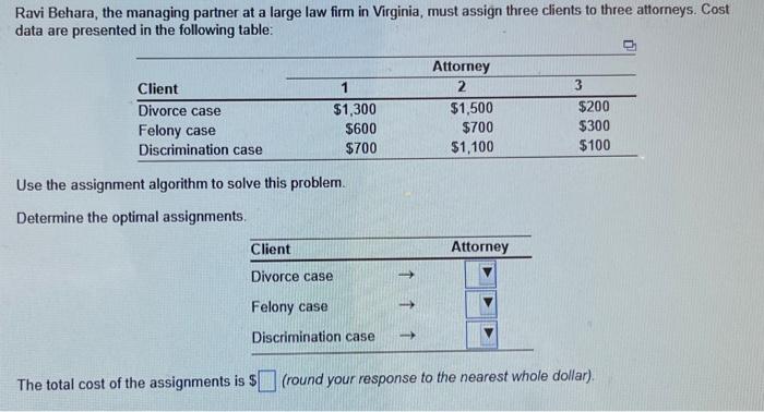Solved Ravi Behara, the managing partner at a large law firm | Chegg.com