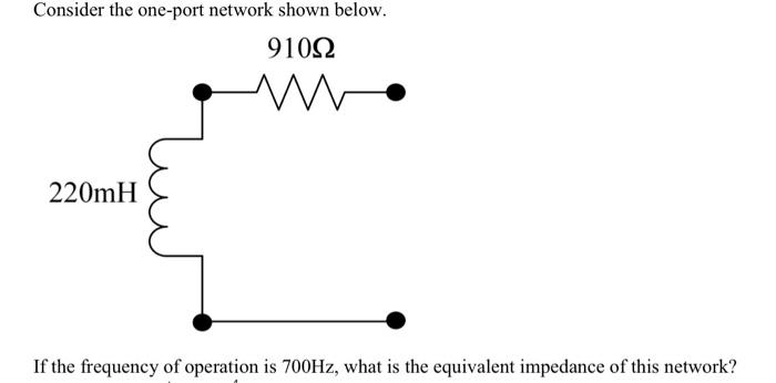 Solved Consider the one-port network shown below. 91092 | Chegg.com