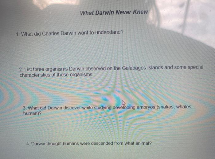 Solved What Darwin Never Knew 1. What did Charles Darwin | Chegg.com