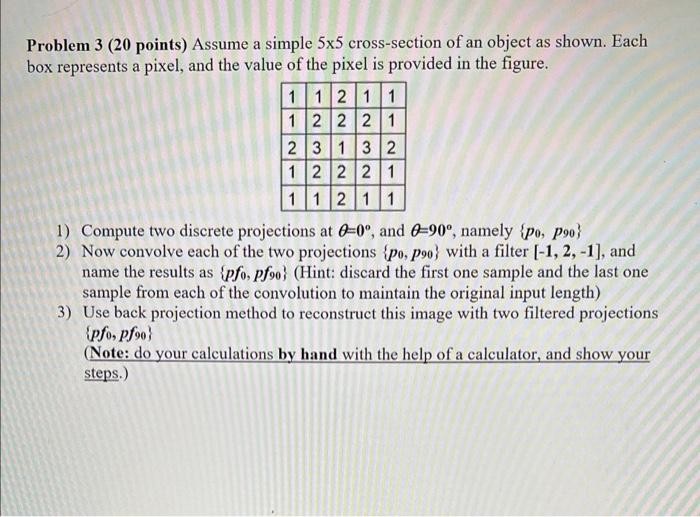 Solved Problem 3 ( 20 points) Assume a simple 5×5 | Chegg.com