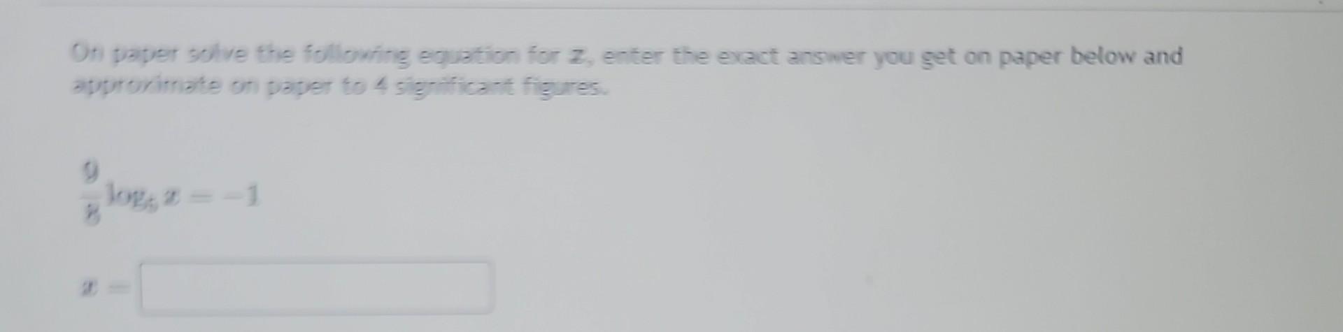 Solved On paper solve the following equation for z, enter | Chegg.com