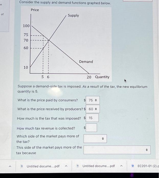 Solved e of A Consider the supply and demand functions | Chegg.com