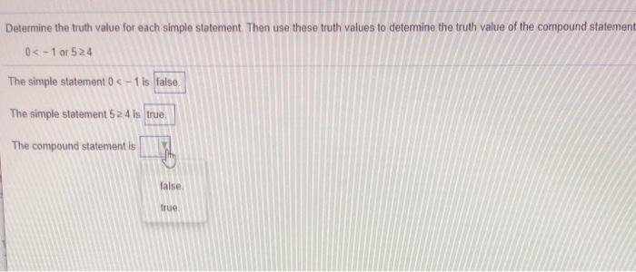 Solved Determine The Truth Value For Each Simple Statement