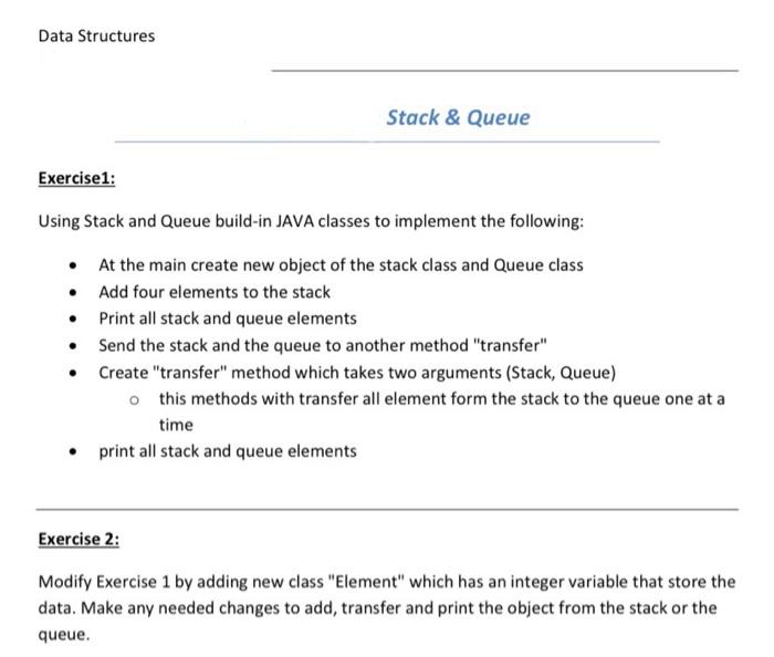 Solved Data Structures Stack And Queue Exercise1 Using Stack 8702