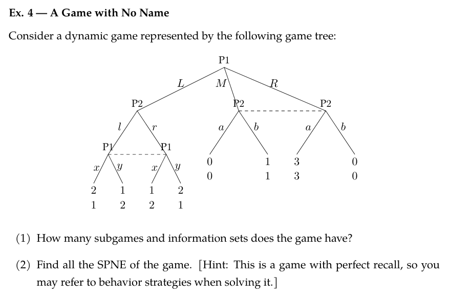 Solved Ex. 4-A Game with No NameConsider a dynamic game | Chegg.com
