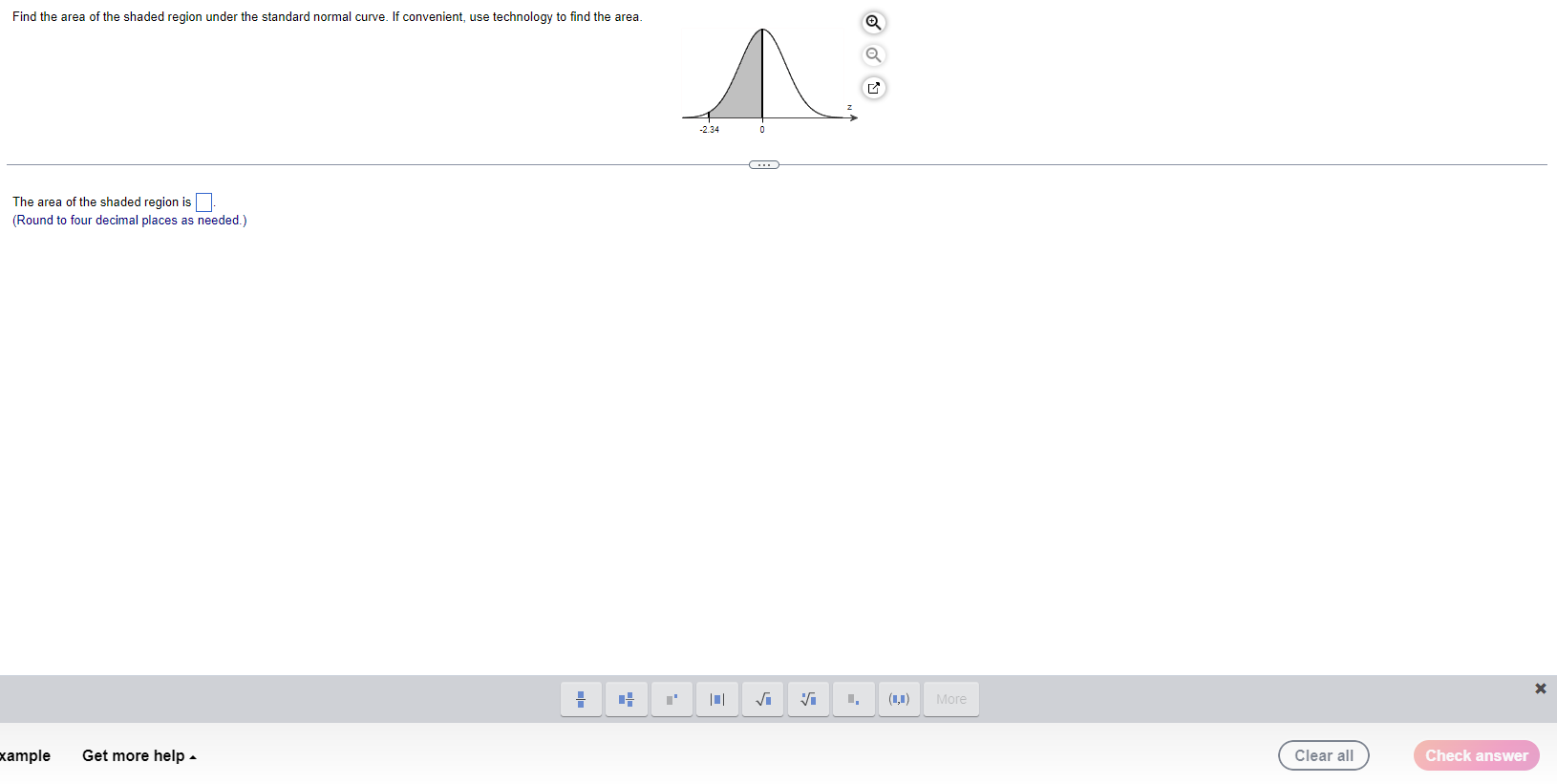 Solved Find the area of the shaded region under the standard | Chegg.com
