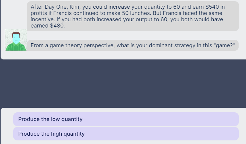 Solved from a game theory perspective, what is your dominant | Chegg.com