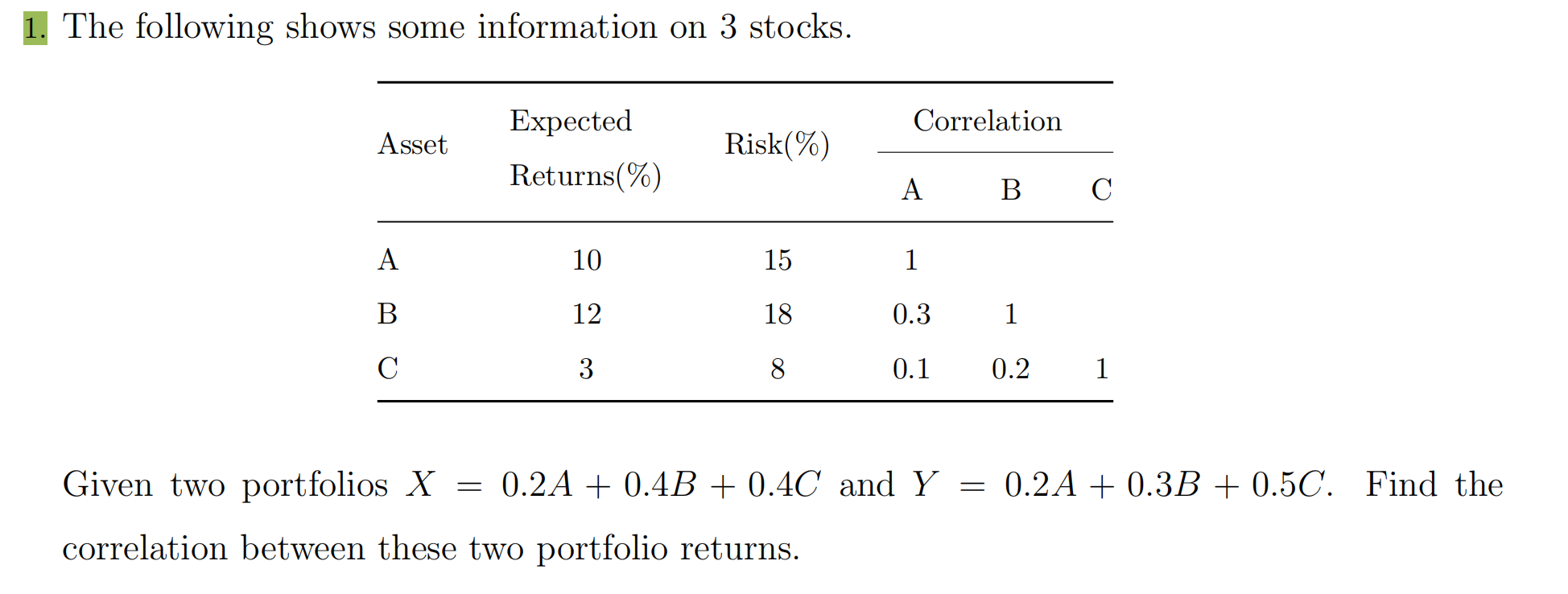 Solved The following shows some information on 3 | Chegg.com
