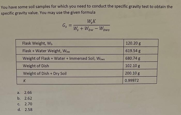 Solved You have some soil samples for which you need to | Chegg.com