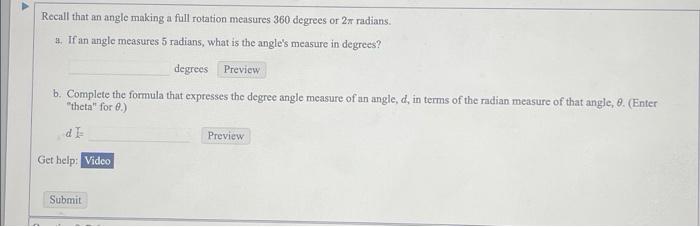 Solved Recall That An Angle Making A Full Rotation Measures