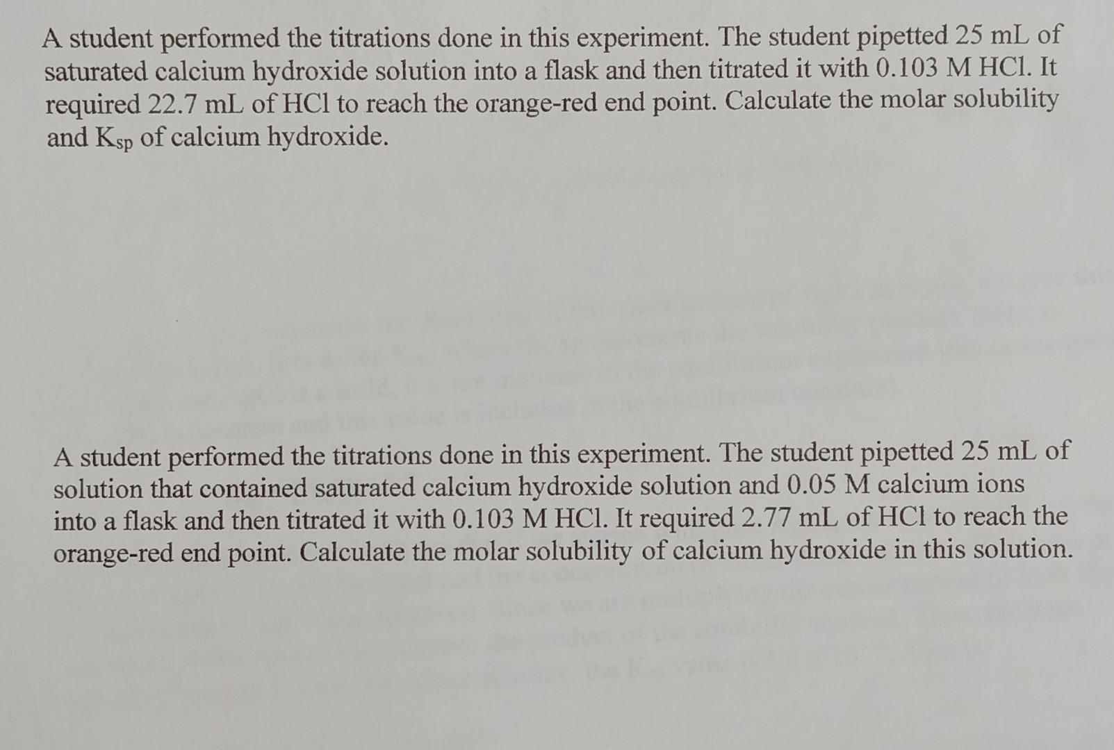 Solved A student performed the titrations done in this | Chegg.com