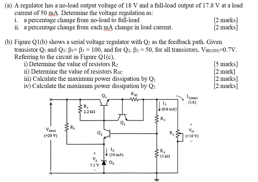 (a) ﻿A regulator has a no-load output voltage of 18V | Chegg.com