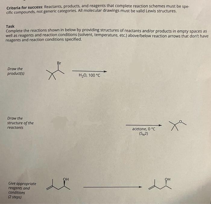 Solved Criteria for success: Reactants, products, and | Chegg.com