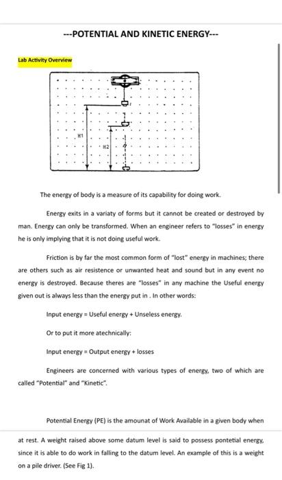 Solved ---POTENTIAL AND KINETIC ENERGY--- Lab Activity | Chegg.com