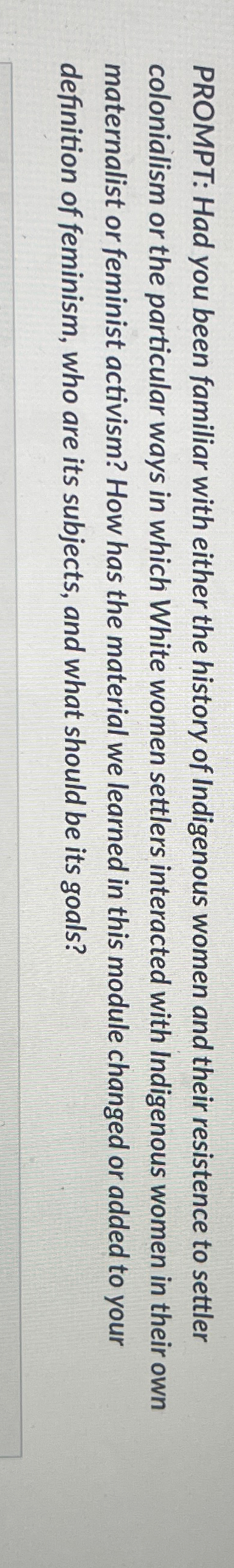 Solved PROMPT: Had you been familiar with either the history | Chegg.com
