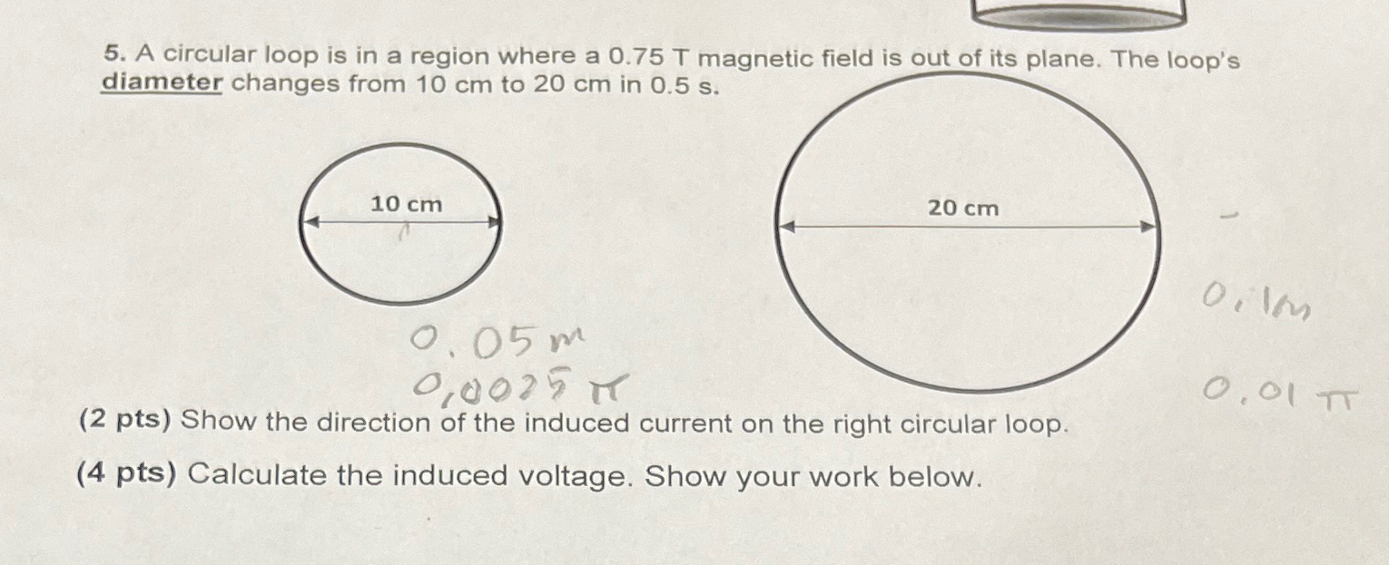 Solved A circular loop is in a region where a 0.75 ﻿T | Chegg.com