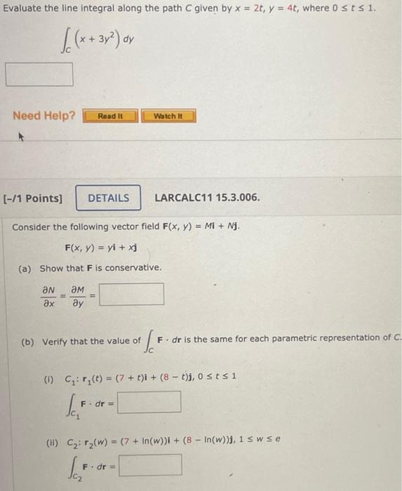 Solved Evaluate the line integral along the path C given by | Chegg.com