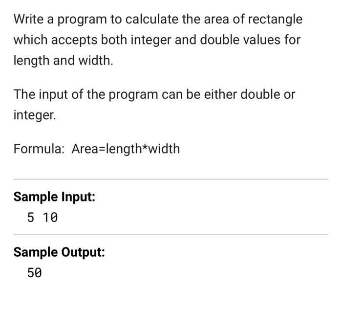 Solved Write a program to calculate perimeter of rectangle | Chegg.com