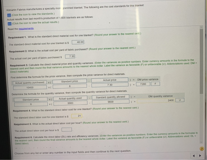 Solved TI Requirement 4. What is the standard direct labor | Chegg.com