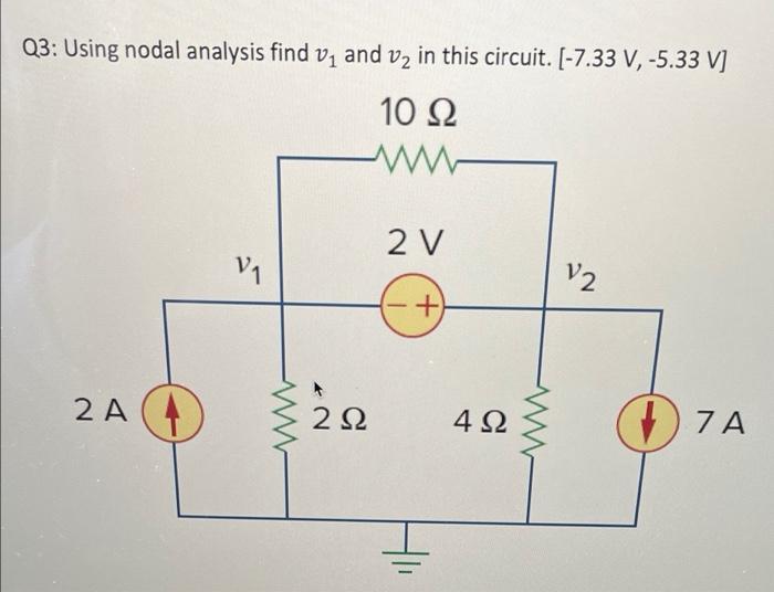 Solved Q3: Using nodal analysis find vị and v2 in this | Chegg.com