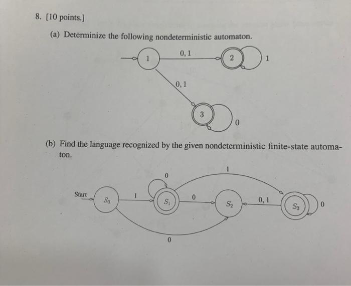 (a) Determinize the following nondeterministic | Chegg.com