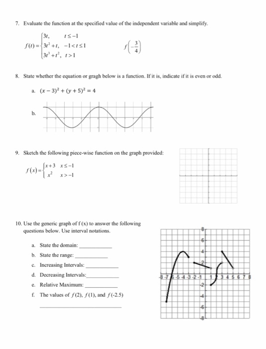 Solved 7. Evaluate the function at the specified value of | Chegg.com