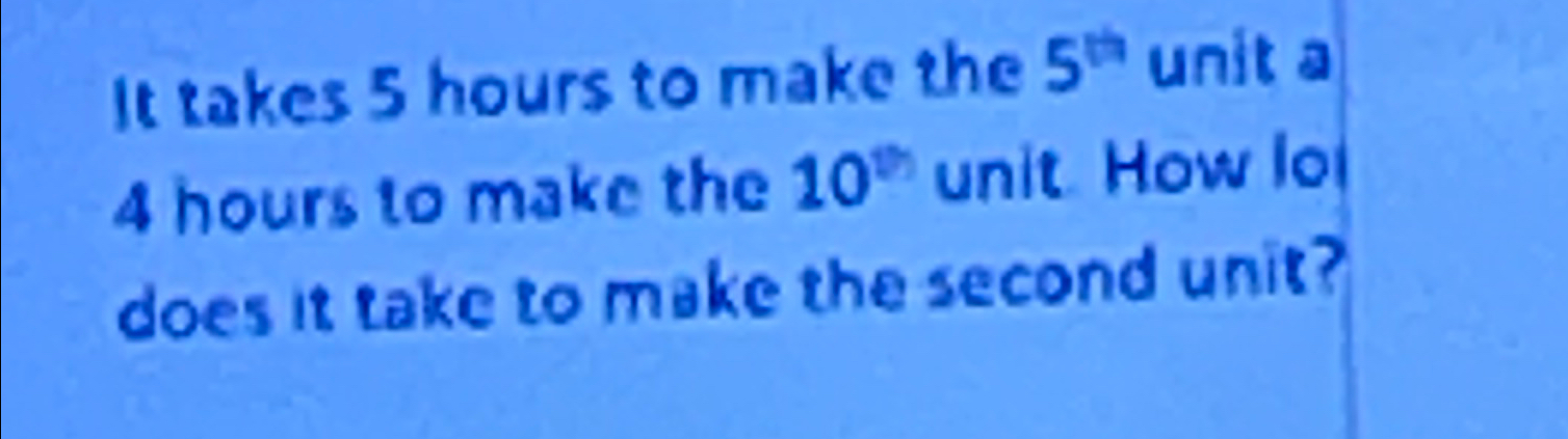 Solved It takes 5 ﻿hours to make the 5th ﻿unit a 4 ﻿hours | Chegg.com