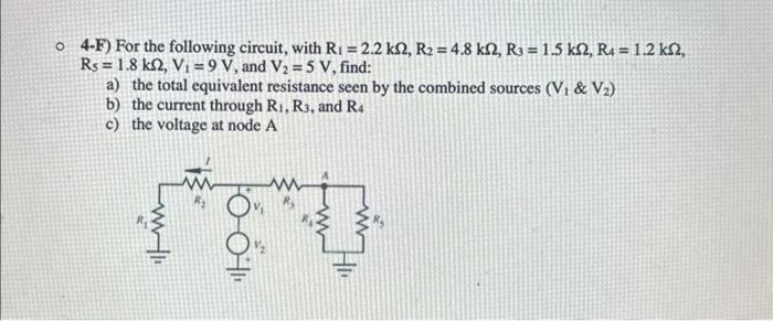 Solved 4-F) For the following circuit, with | Chegg.com