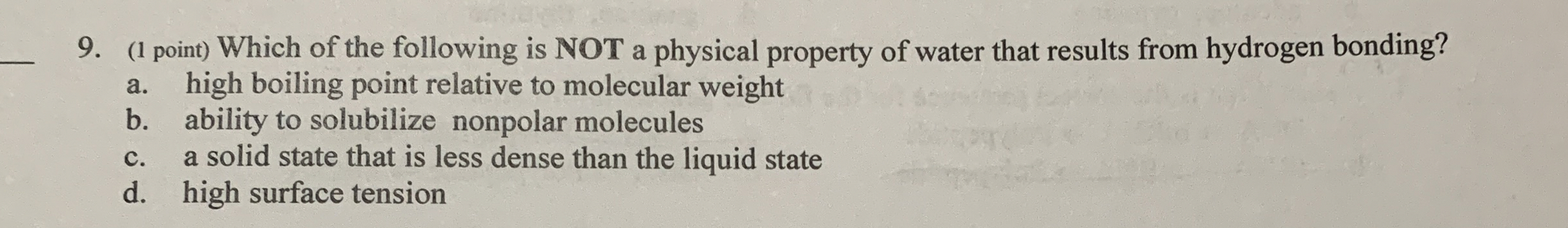 Solved (1 ﻿point) ﻿Which of the following is NOT a physical | Chegg.com