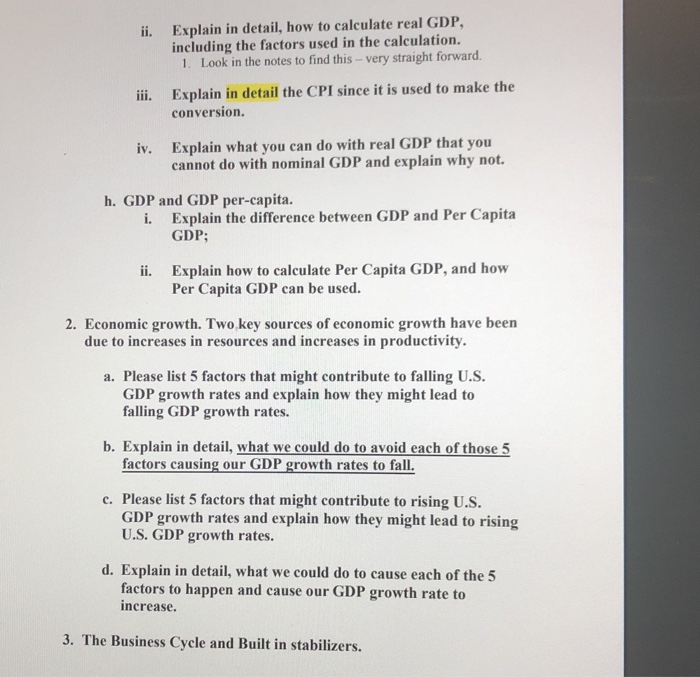 Solved ii. Explain in detail, how to calculate real GDP, | Chegg.com