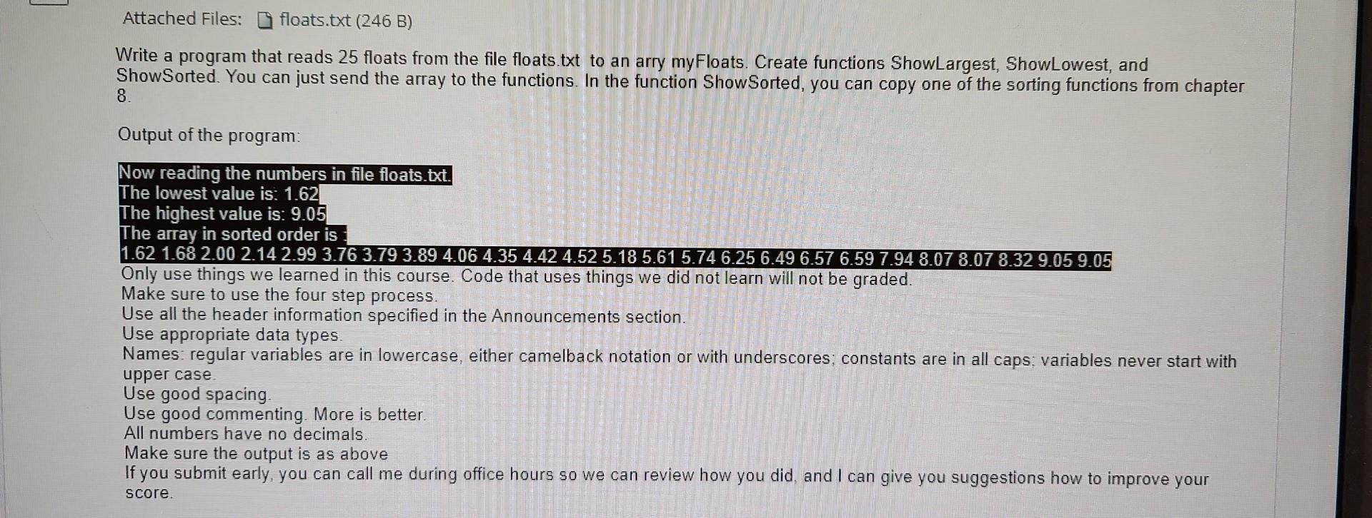 Solved Attached Files: 4 floats.txt (246 B) Write a program | Chegg.com