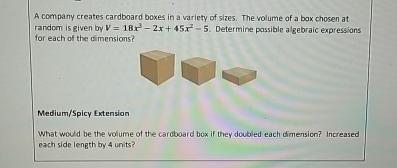 Solved A company creates cardboard boxes in a variety of | Chegg.com