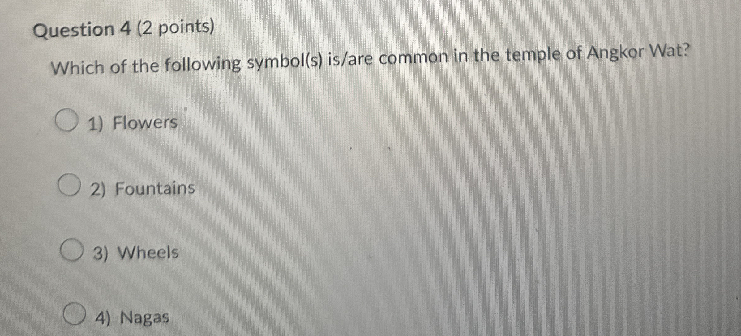 Solved Question 4 (2 ﻿points)Which of the following | Chegg.com
