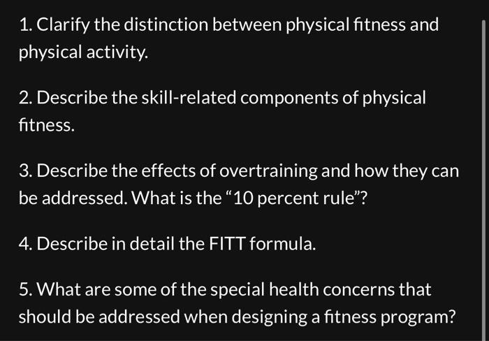 Solved 1. 1. Clarify the distinction between physical | Chegg.com