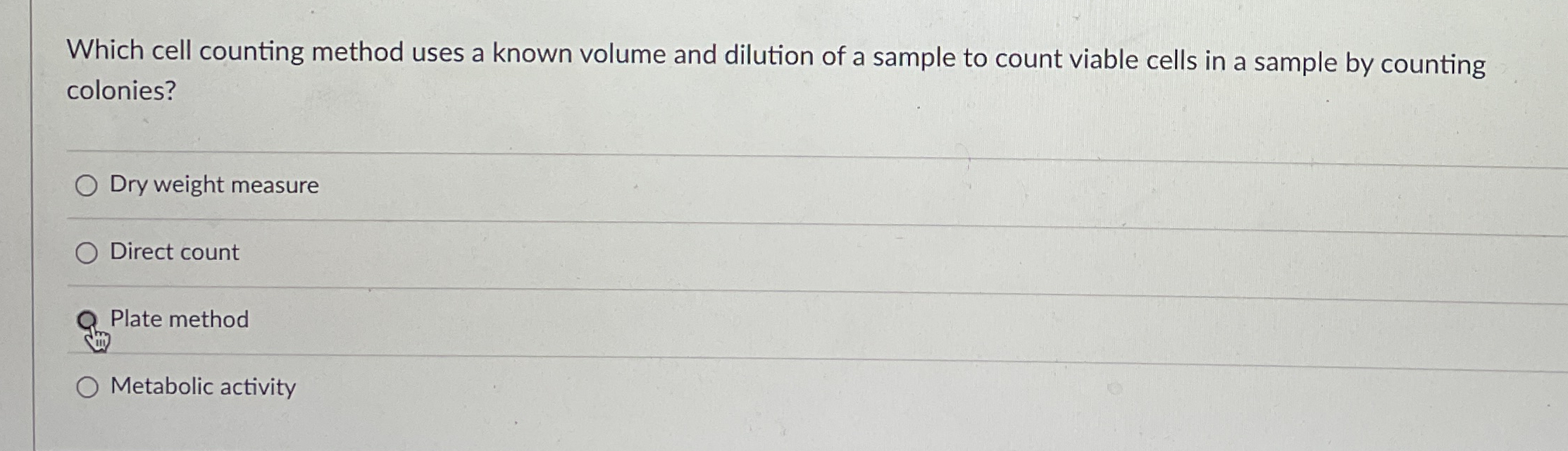 Solved Which Cell Counting Method Uses A Known Volume And