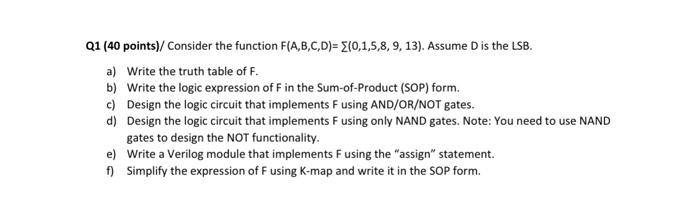 Solved Q1 (40 points)/ Consider the function | Chegg.com