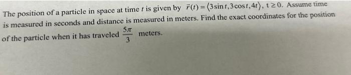 Solved The position of a particle in space at time t is | Chegg.com