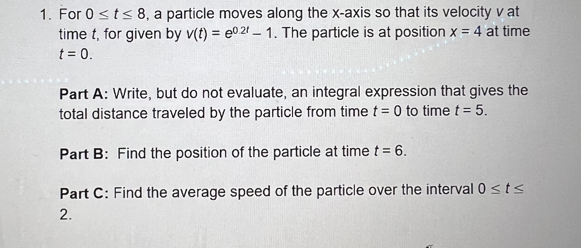 Solved For 0≤t≤8, ﻿a particle moves along the x-axis so that | Chegg.com