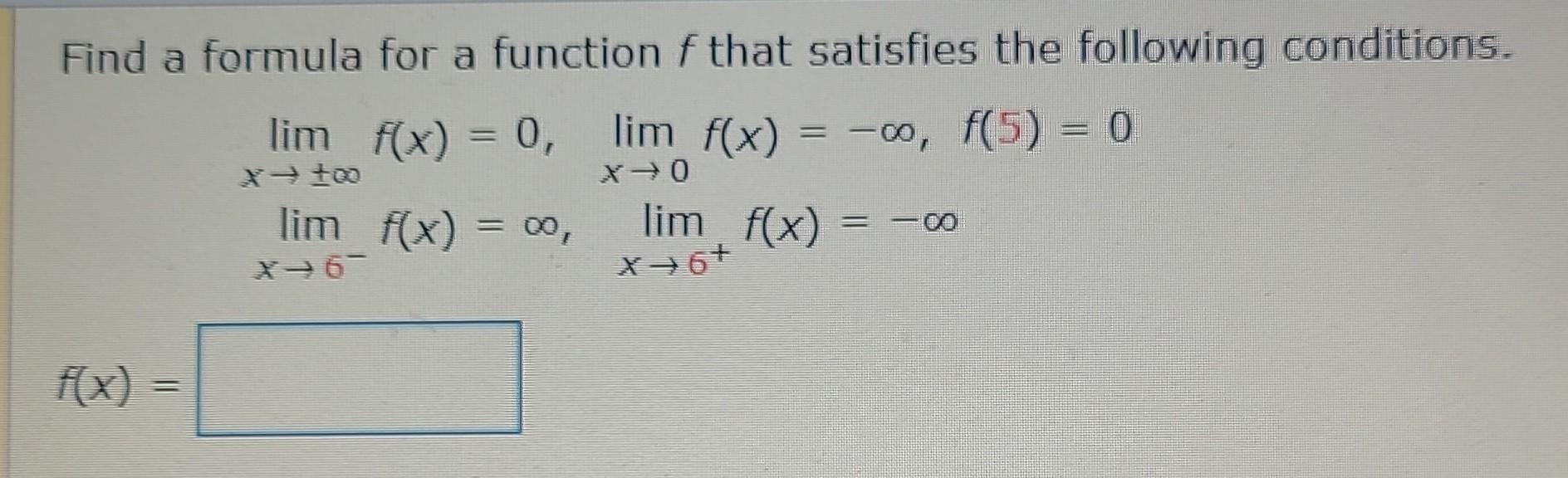 Solved Find a formula for a function f that satisfies the | Chegg.com
