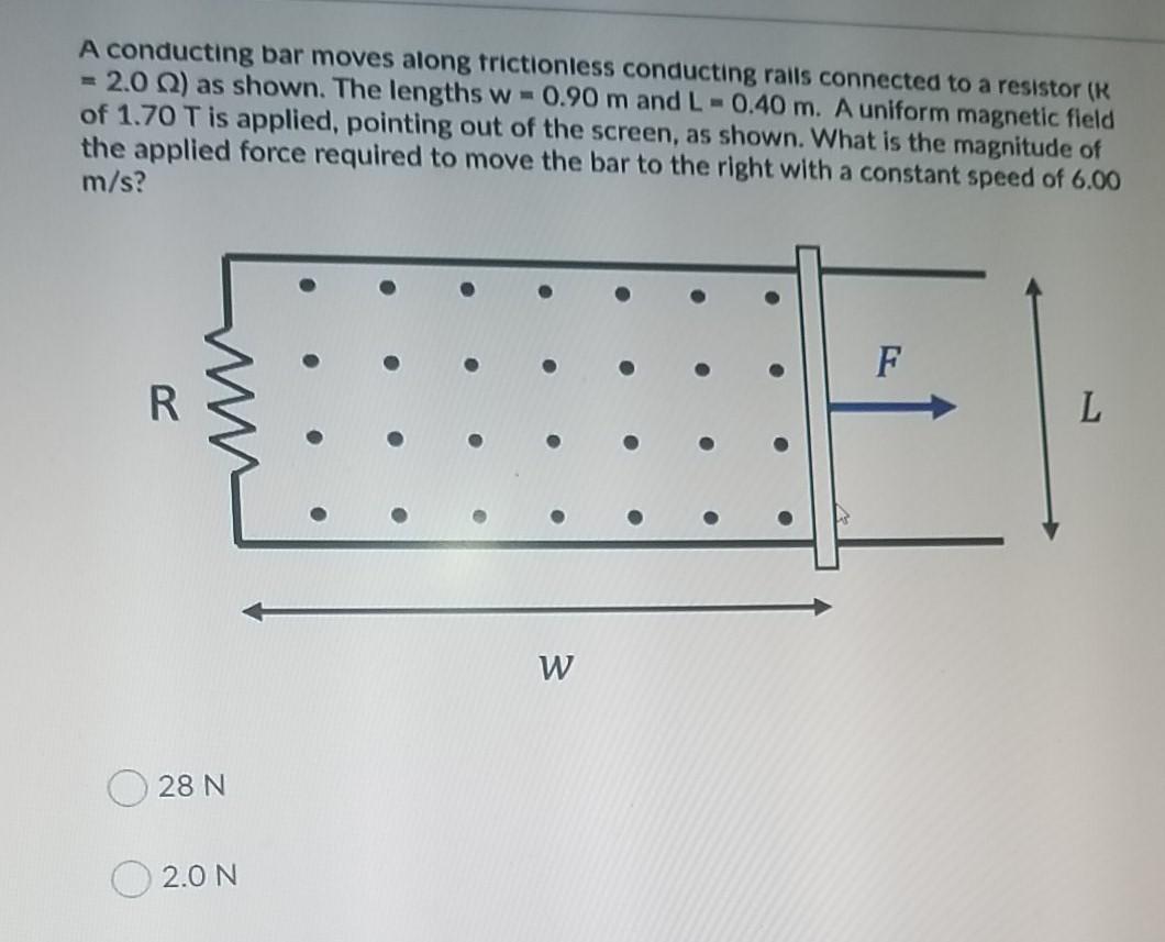 Solved A conducting bar moves along frictionless conducting | Chegg.com