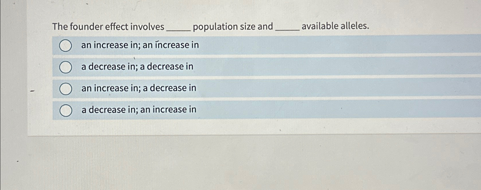 Solved The founder effect involves population size and | Chegg.com