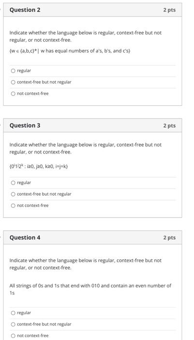 Solved Indicate whether the language below is regular, | Chegg.com