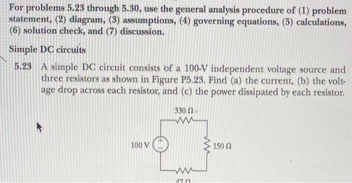 Solved Use the general analysis procedure (1) Problem | Chegg.com