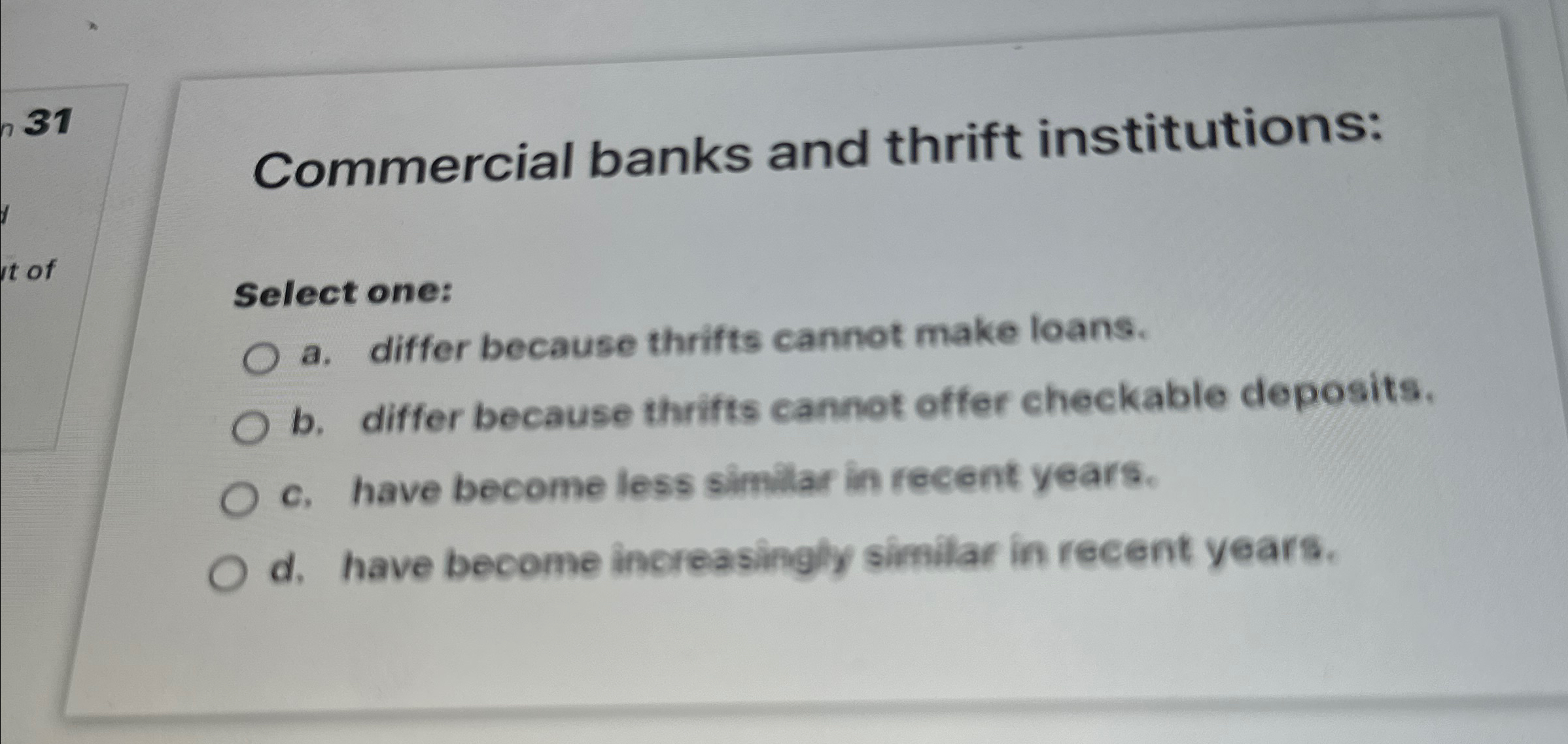 Solved Commercial banks and thrift institutions:Select | Chegg.com