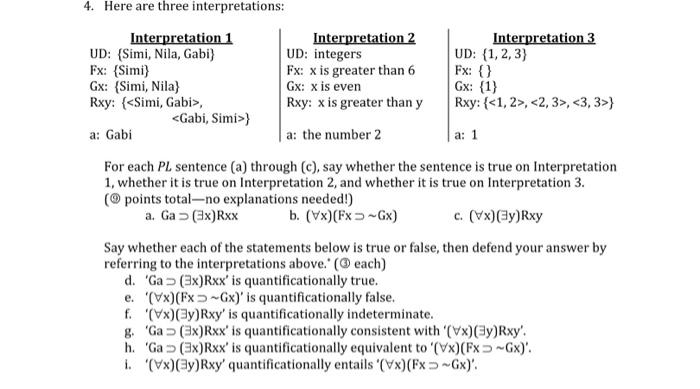 Solved 4. Here are three interpretations: Interpretation 1 | Chegg.com