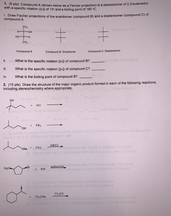 Solved $) Compound A (shown below as a Fischer projection) | Chegg.com